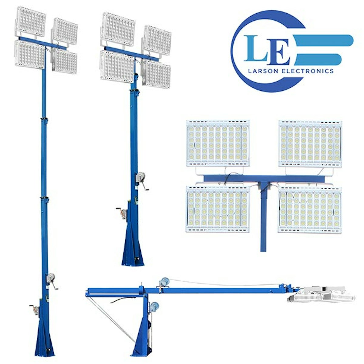 25’ Three Stage Telescoping Light Mast with Four 400 Watt LED Light ...