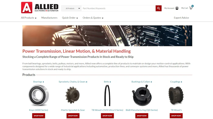 Allied Electronics Expands Power Transmission, Linear Motion & Bearings ...